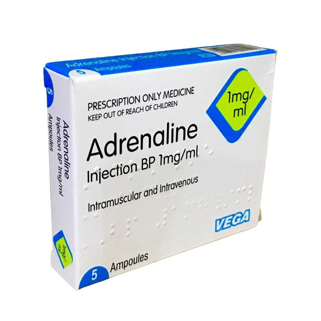 ADRENALINE INJ 1MG/ML 5s VEGA | Meldinpharma